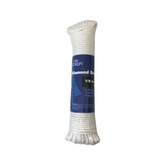 CERPXFF-Diamond Braid Nylon Lightweight White Rope - 1/8" x 50 Foot ...