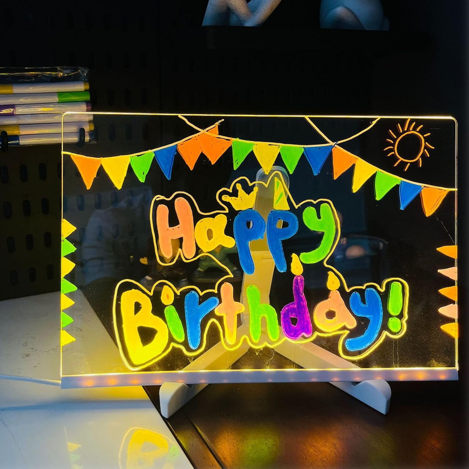 Tablero de notas LED con color, tablero de borrado en seco con luz ...