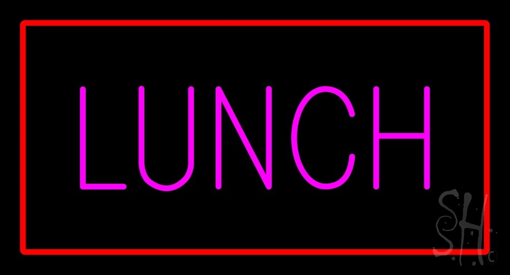 Pink Lunch Red Border LED Neon Sign 20 x 37 - inches, Black Square Cut ...