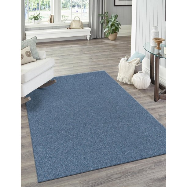 Rugs.com Everyday Solid Collection Rug – 8' x 10' Azure Blue Medium Rug ...