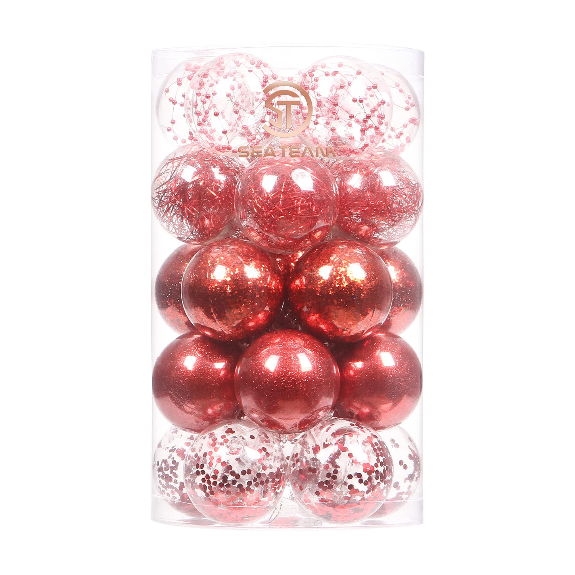 Sea Team 60mm/2.36" Shatterproof Clear Plastic Christmas Ball Ornaments ...