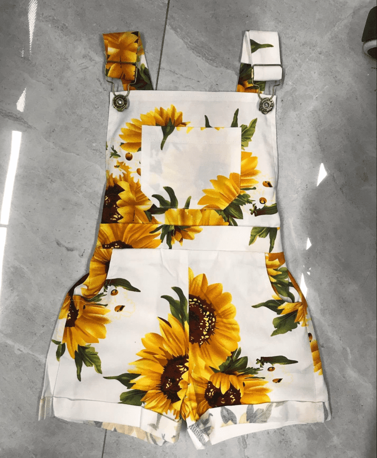 jaweiw Baby Girl's Sunflower Print Suspender Shorts with Pockets for ...