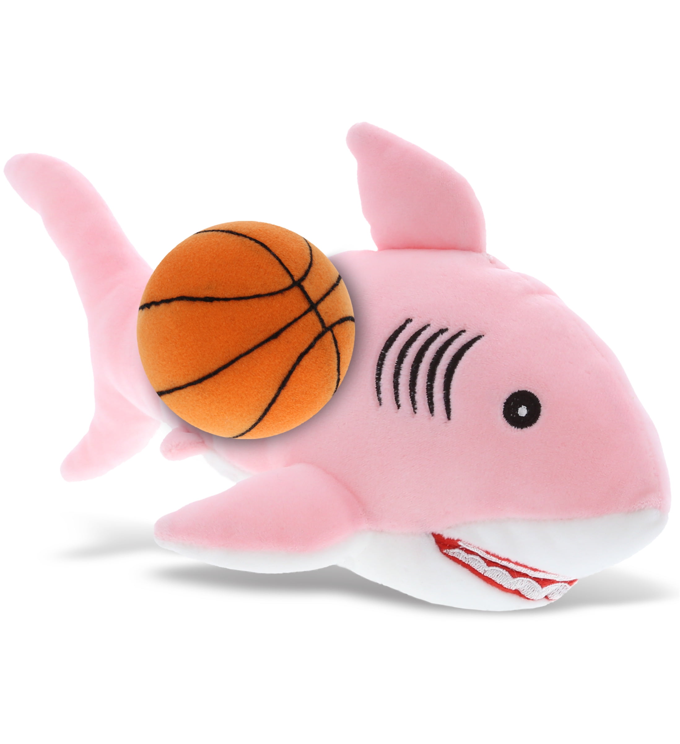 DolliBu Pink Shark Stuffed Animal with Basketball Plush - Soft Huggable ...