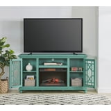 Martin Svensson Home Antique Teal TV Stand with Fireplace, Elegant 2 ...