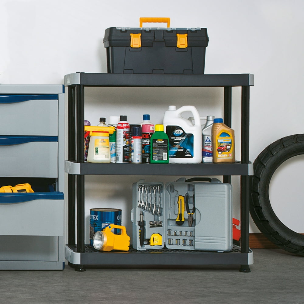 Rimax Heavy-duty 2-shelf Polypropylene Garage Storage Rack, Black ...