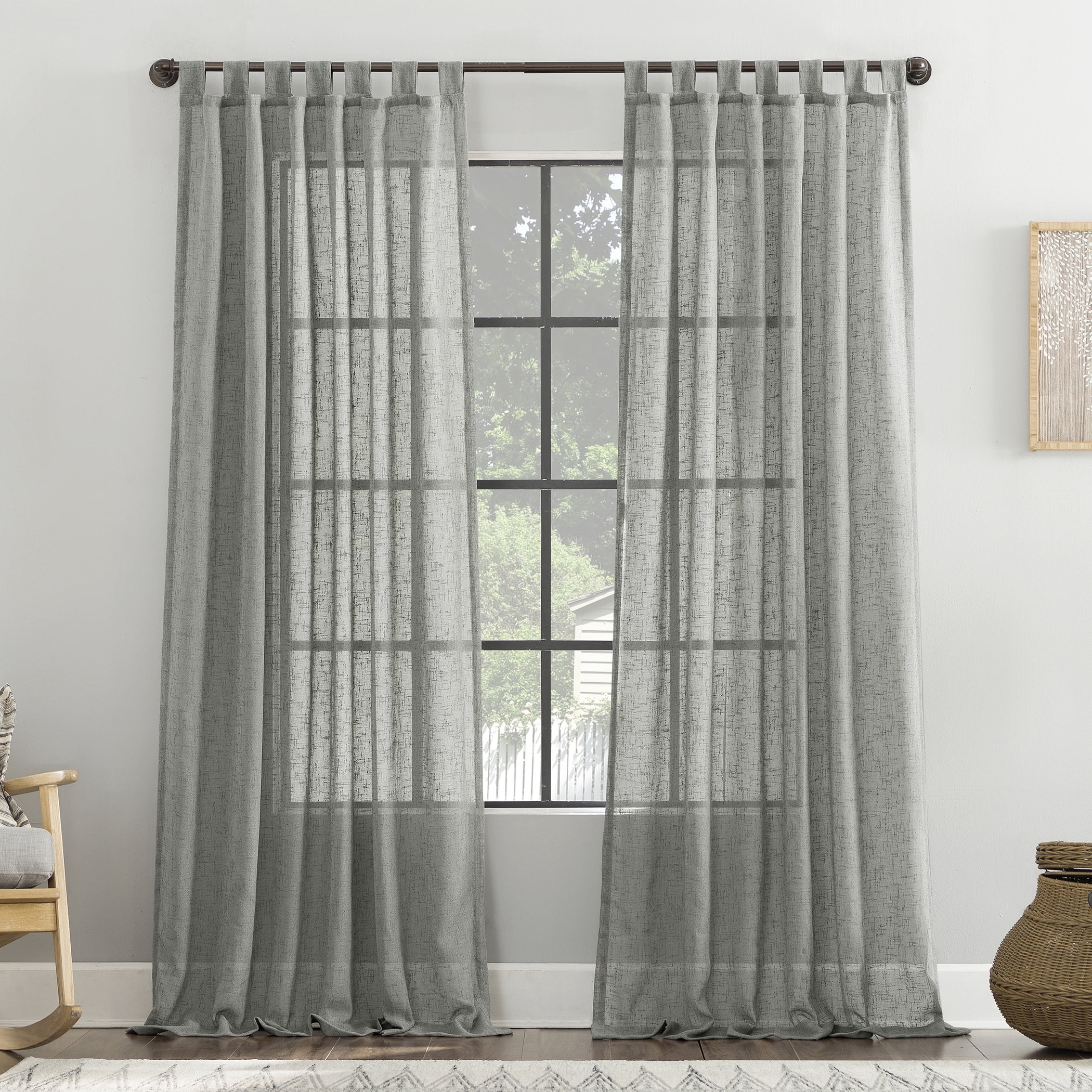 Archaeo Burlap Weave Linen Blend Tab Top Curtain, 50"x84", 50"x84 ...