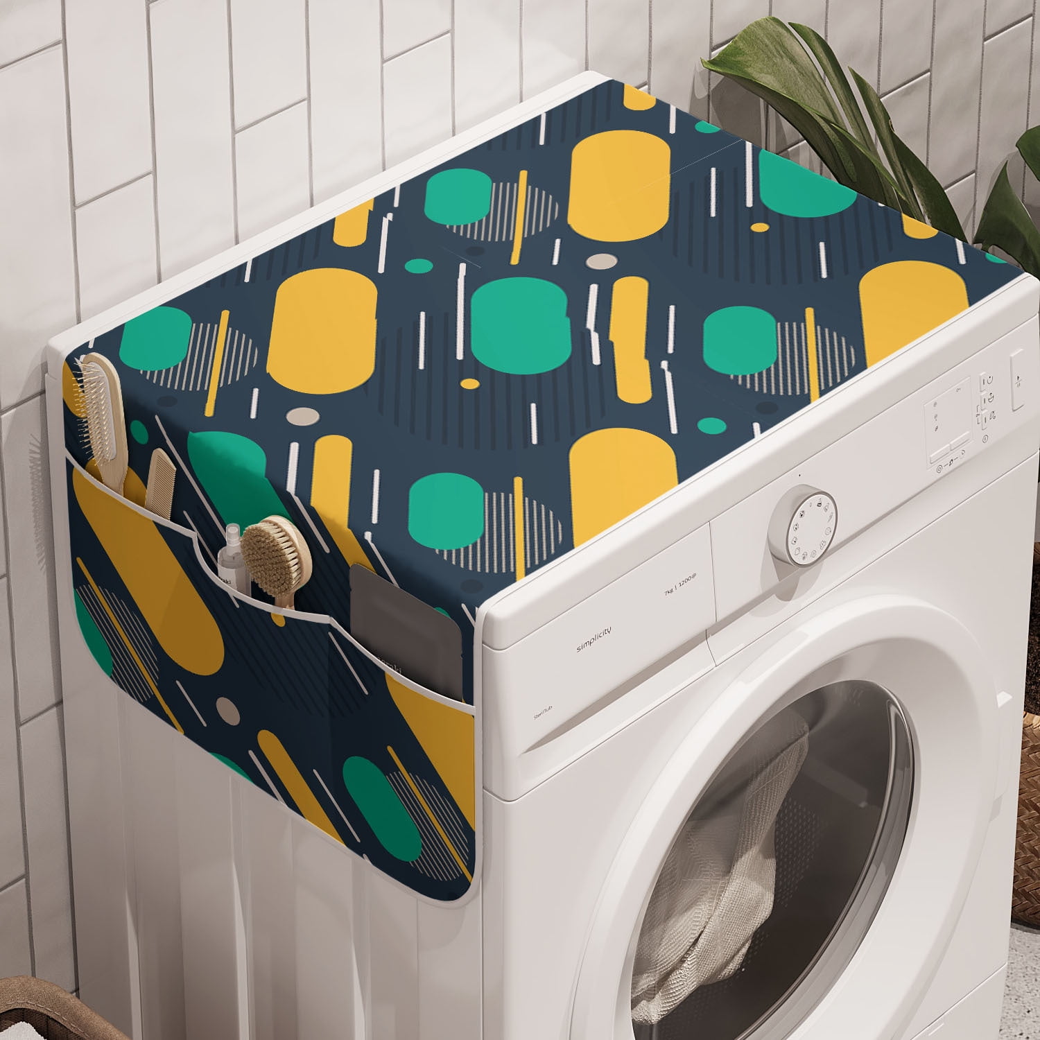 Geometric Washing Machine Organizer, Teenage Pattern with Lines and ...