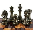 LARGE 4 3/8" King Copper Gold Finish Staunton Chess Set 18" Cherry ...