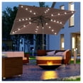 9' Solar Patio Umbrella LED Lighted, Tilt & Crank Outdoor Umbrella for ...