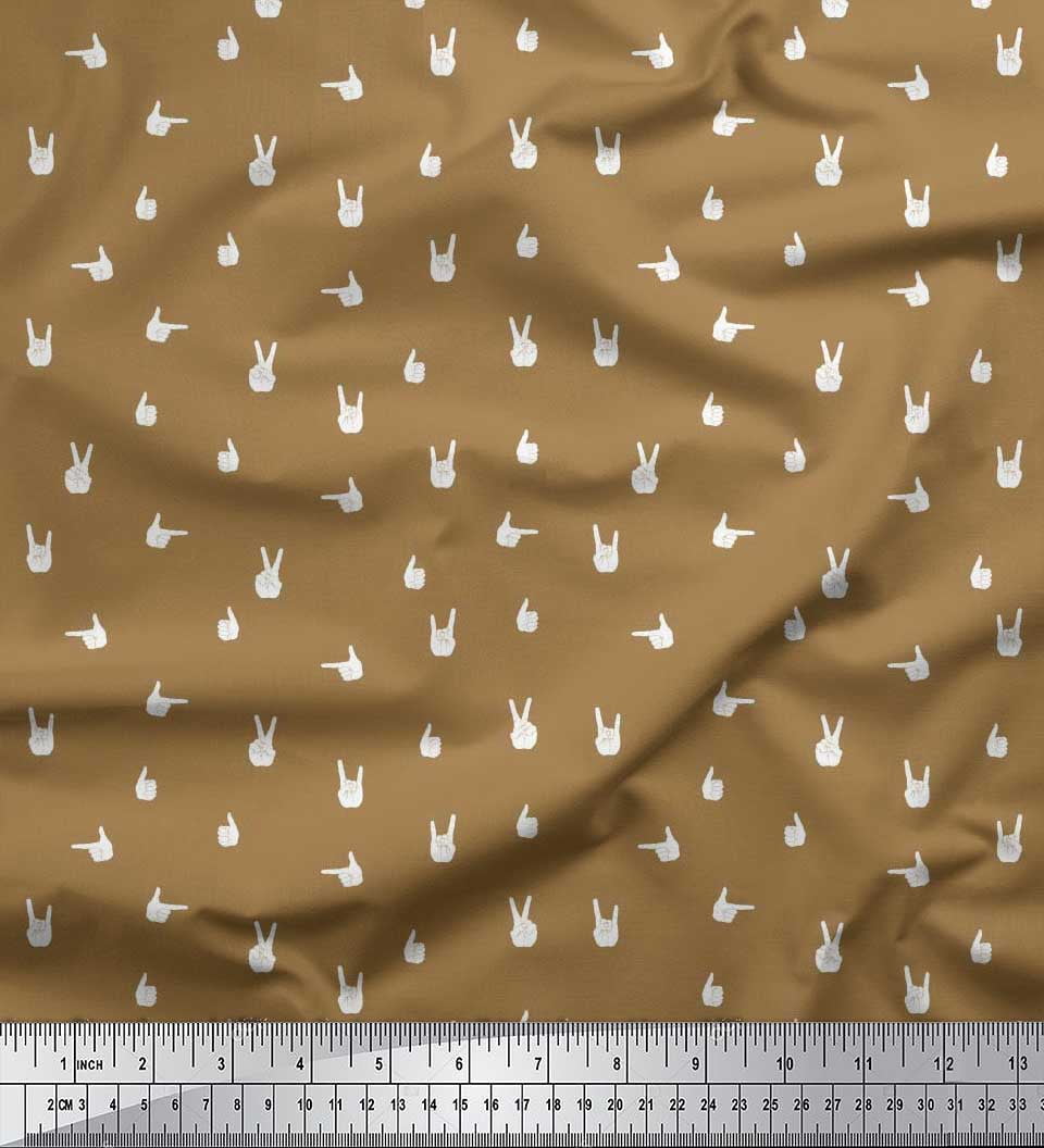 Soimoi Japan Crepe Satin Fabric Finger Sign Shirting Print Fabric by ...