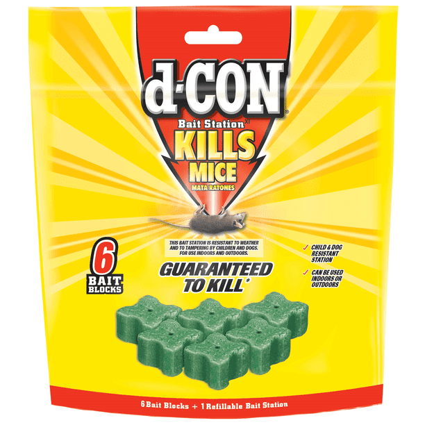 d-CON Refillable Corner Fit Mouse Poison Bait Station, 1 Trap + 6 Bait ...