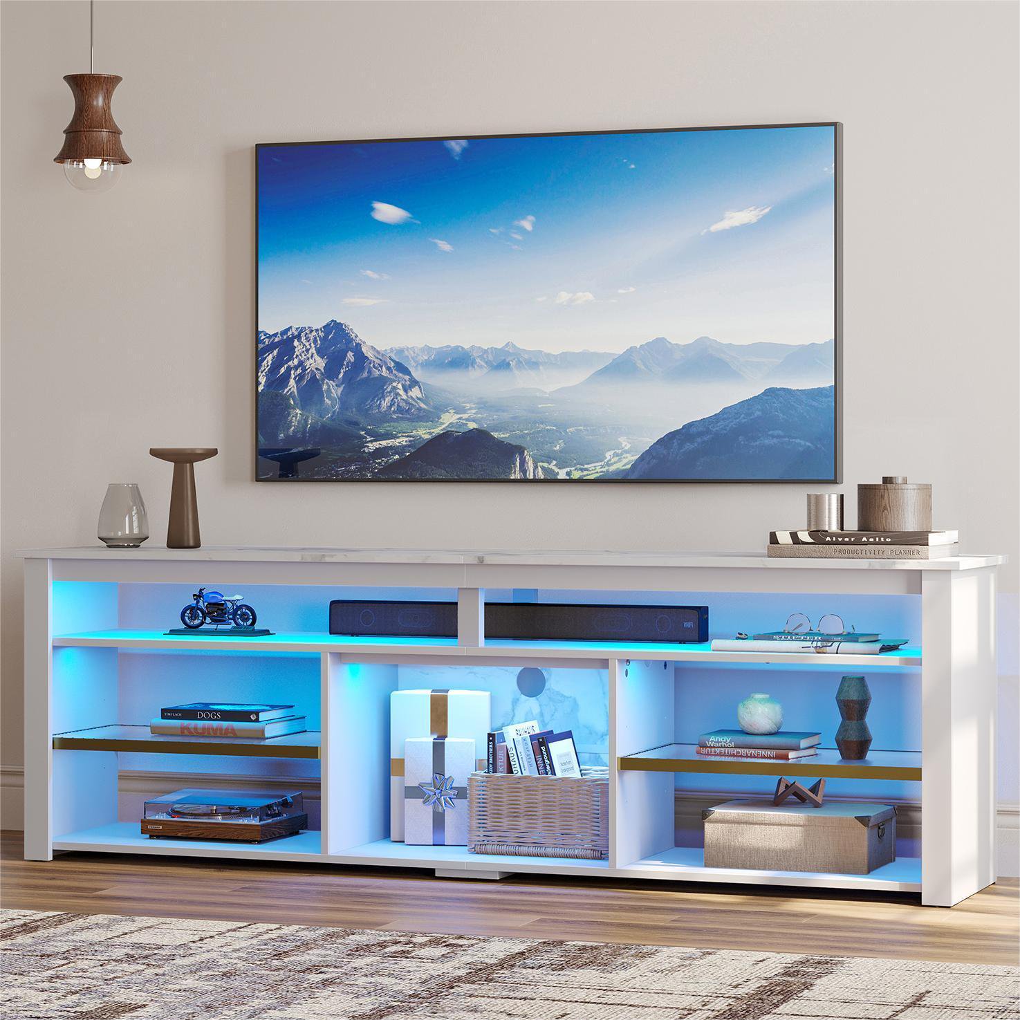 Click here for Bestier 70 Tv Stand For 75 Tv With Led Light Moder... prices