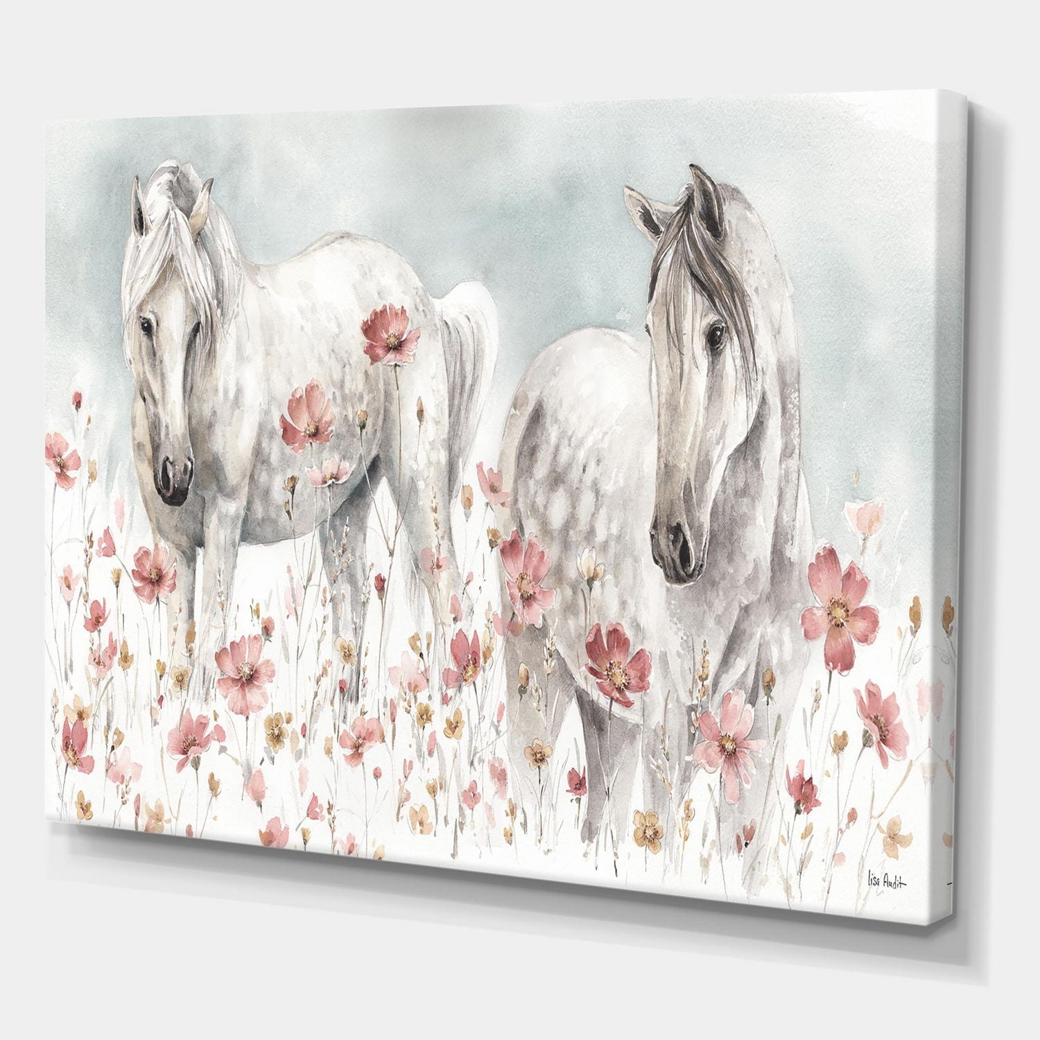 Click here for Designart Watercolors Pink Wild Horses Canvas Wall... prices