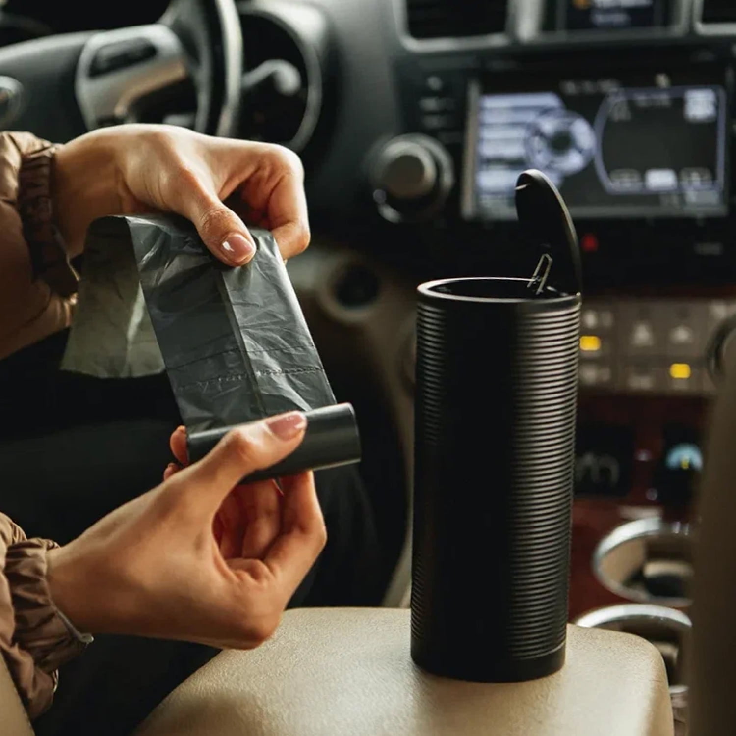 Owleys Car Trash Can Garbage Bin Can for Car Waterproof Trashcan Truck ...