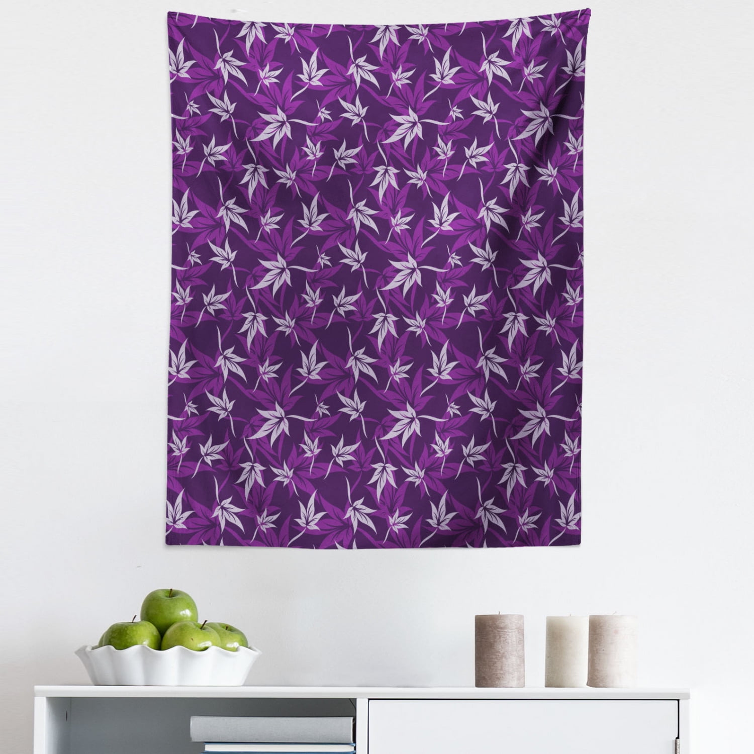 Purple Tapestry, Abstract Lily Flowers Pattern Country Garden Spring ...