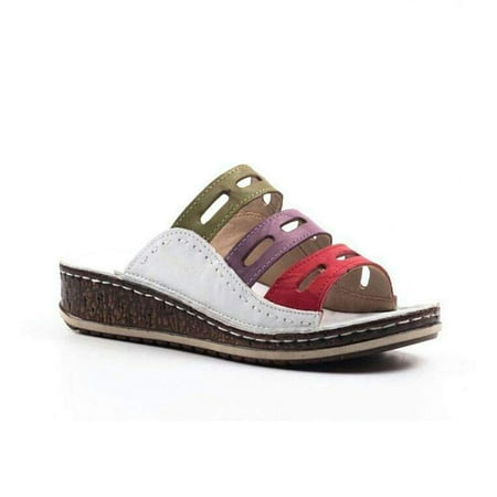Women Chic Three-Color Stitching Sandals, Summer Ladies Wedge Sandals ...