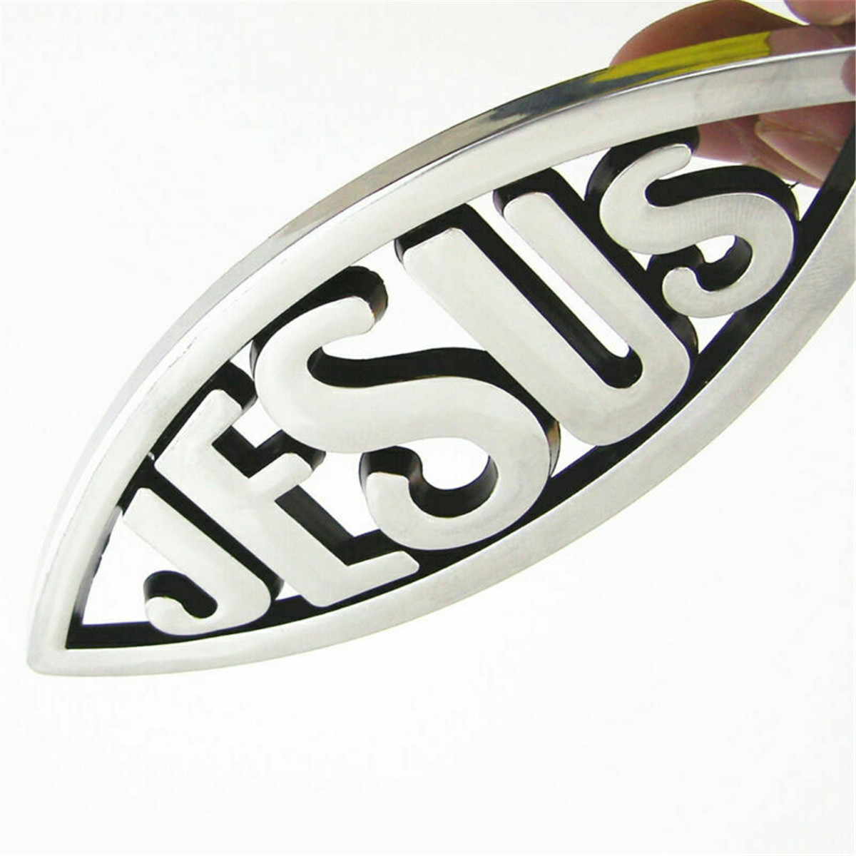 Buy 3D Silver Jesus Fish Emblems Chrome IXèYó Christian Symbol Ichthys ...