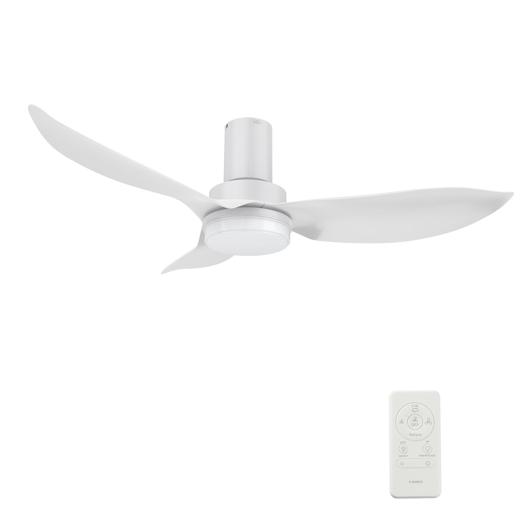45" 3 Blade Flush Mount Ceiling Fan with Dimmable LED Light and Remote ...
