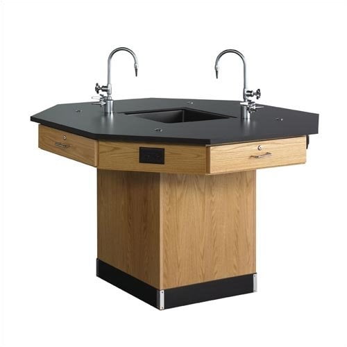 Diversified Woodcrafts 60'' Wide Pedestal Base Octagon Workstation ...