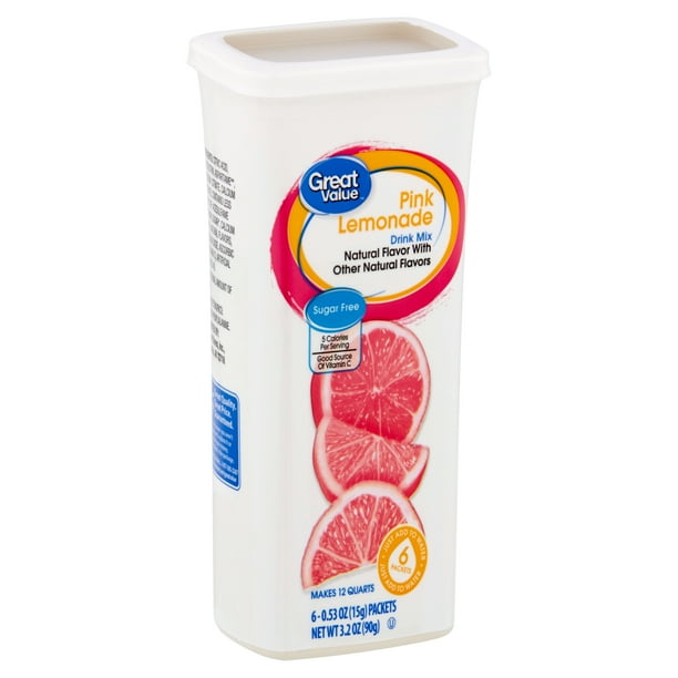 Great Value Pink Lemonade Drink Mix, 0.53 Oz, 6 Ct - Walmart.com ...