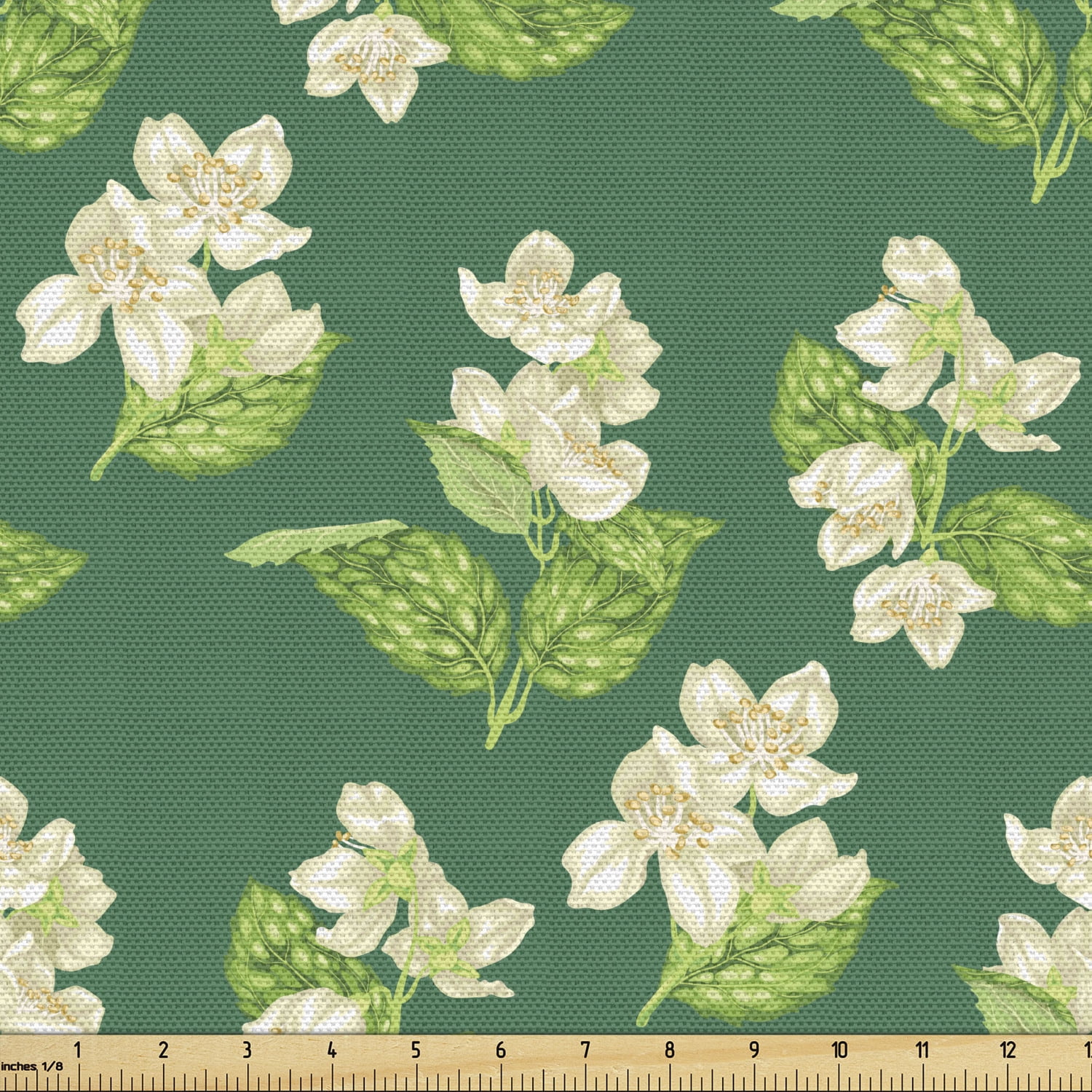 Jasmine Fabric by the Yard Upholstery, Cartoonish Style Eggshell ...