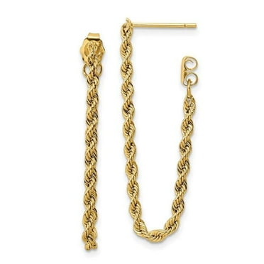 Primal Gold 14K Yellow Gold Rope Chain Dangle Earrings, 28mm Long, 8mm ...