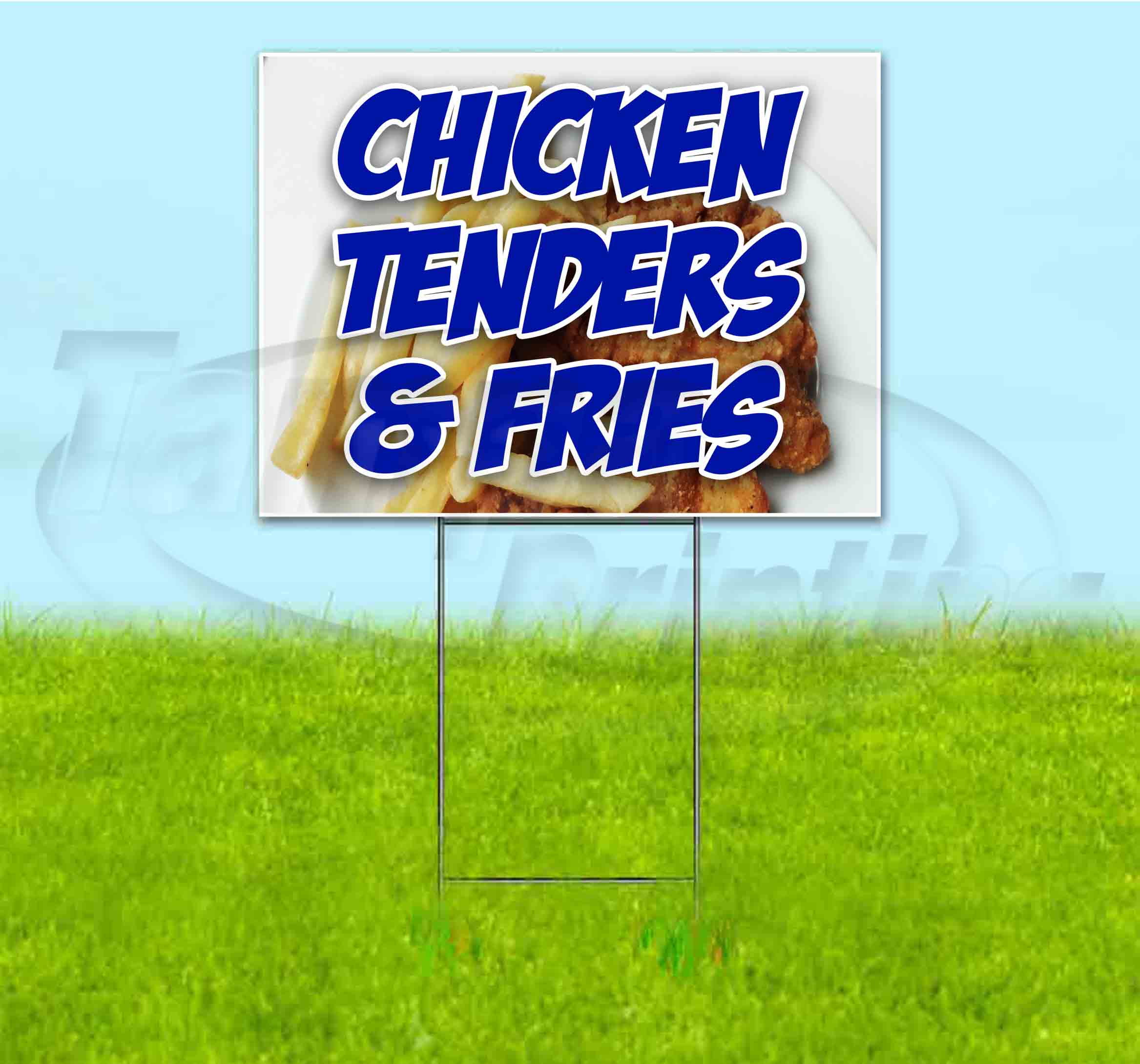 Chicken Tenders And Fries (18" x 24") Yard Sign, Includes Metal Step ...