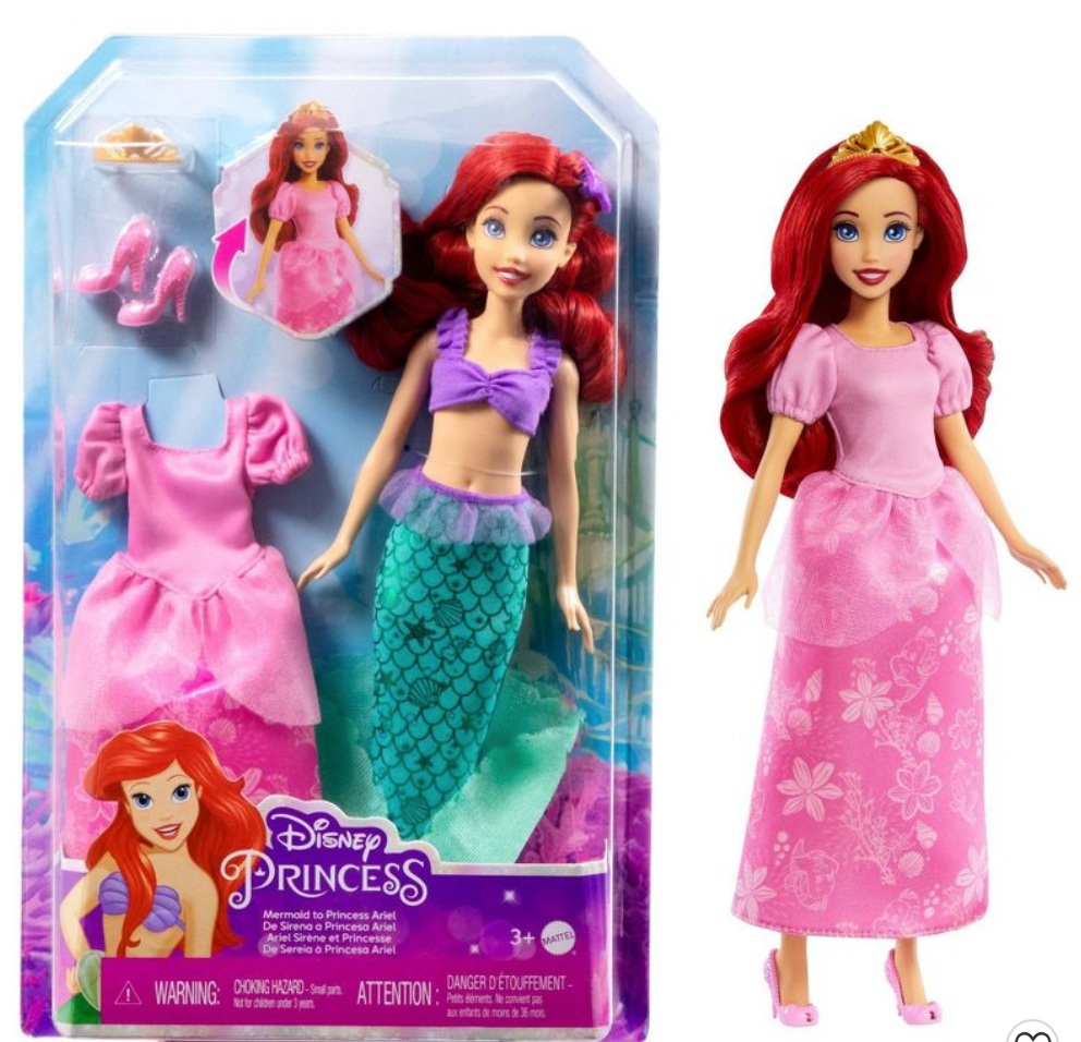 Disney Princess Ariel 2-in-1 Mermaid to Princess Doll New with Box ...