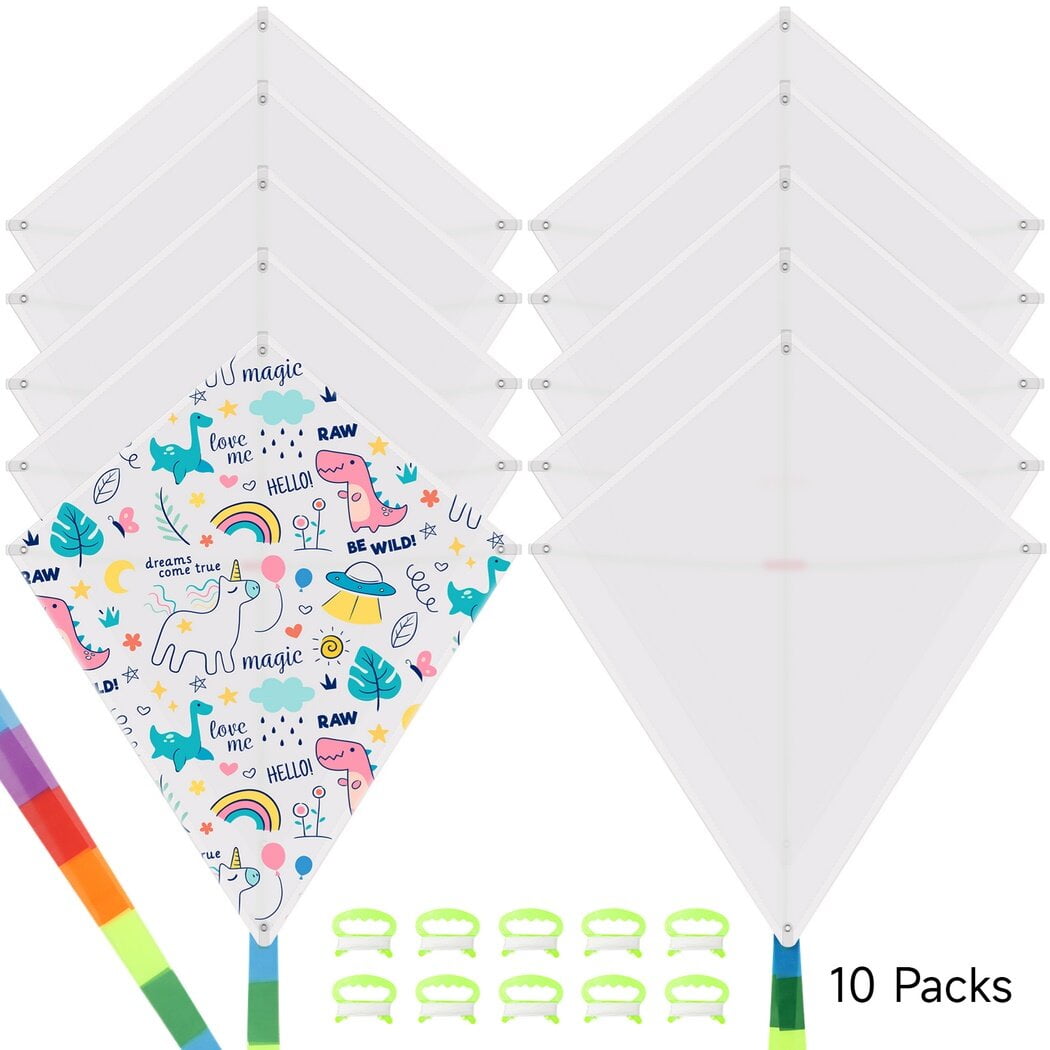 Coofit Diy Blank Kites  Coloring Bulk Kites Kit  Kite Making Craft Kit  Include 30 Hand Grips With 98ft Kite String  Outdoor Activities Or Kids Aged