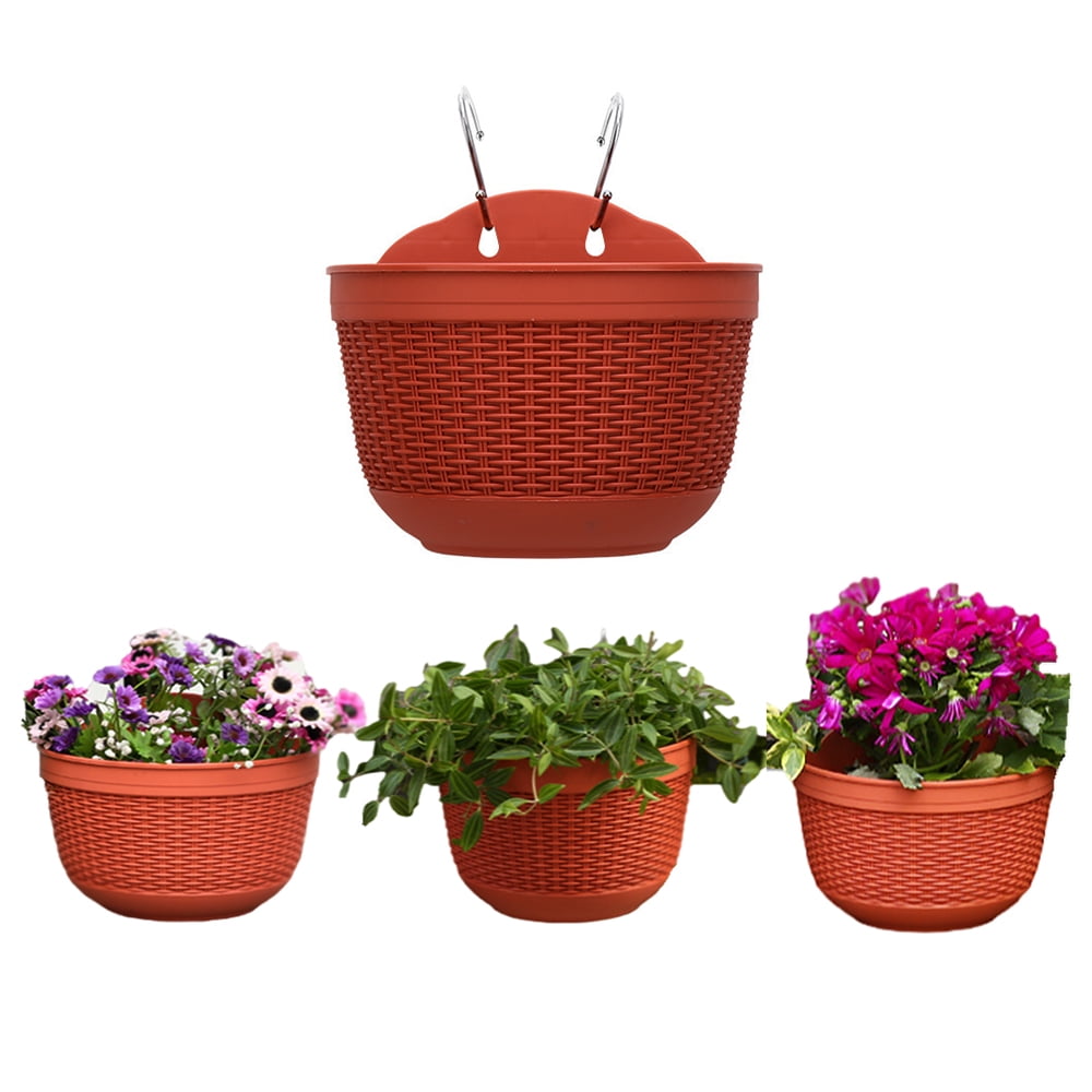 Wall Planters Set of 4, Plastic Hanging Planters for Fence Wall Mounted ...