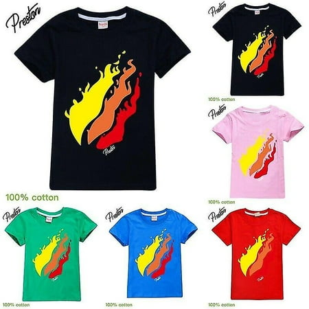 Kids Boys Prestonplayz Flame Casual Cotton T Shirt | Walmart Canada