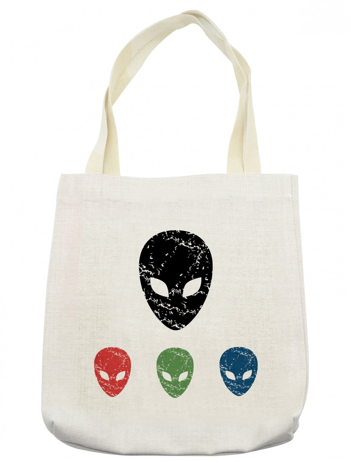 Outer Space Tote Bag, Grunge Illustration of a Surreal Alien Head with ...