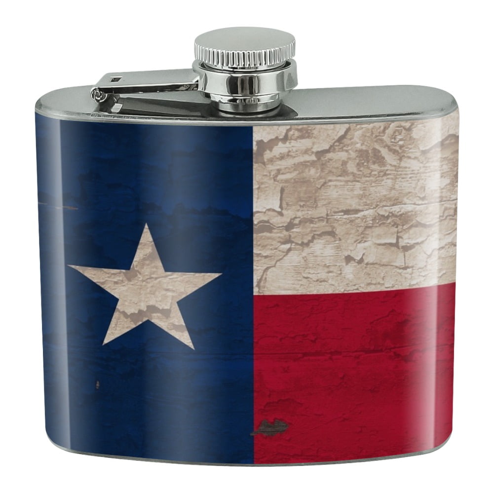 Rustic Texas State Flag Distressed USA Stainless Steel 5oz Hip Drink ...
