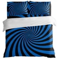 Blue Black Striped Swirl California King Size Bed Set,Optical Illusion ...