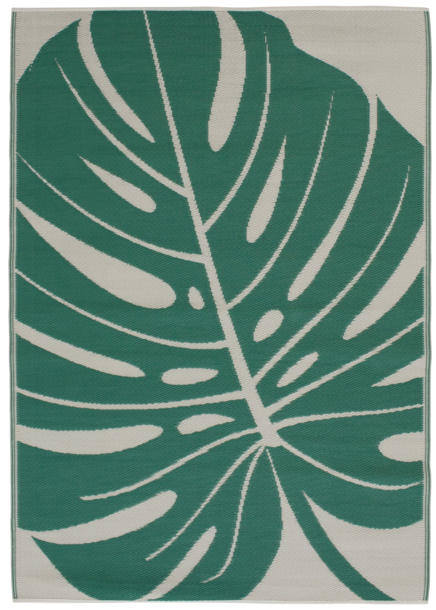 Mainstays 5'x7' Green and Beige Palm Leaf Outdoor Rugs - Walmart.com