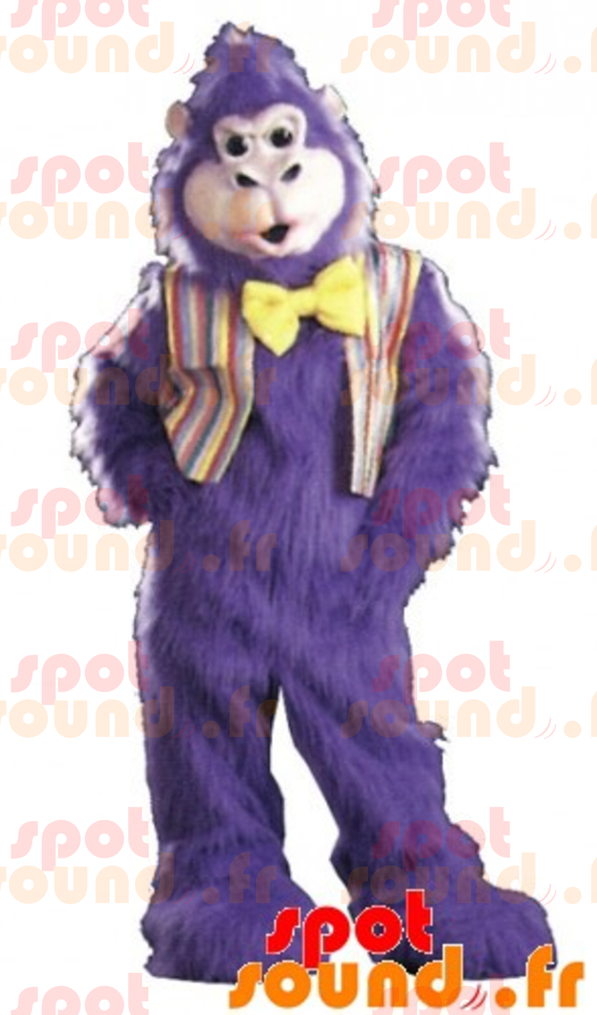 SPOTSOUND mascot of purple gorilla, very hairy with a bow tie - Walmart.com