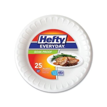 Hefty Everyday 7 Inch White Styrofoam Snack Plates, Soak Proof ...