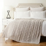 Battilo Cable Knite Blanket ,khaki Warm Throws,Herringbone Blanket ...