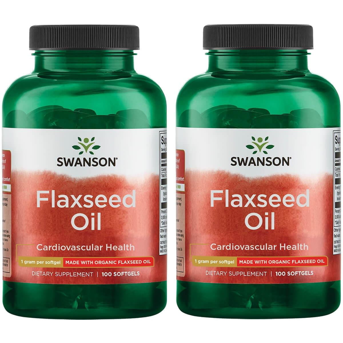 Swanson Flaxseed Oil Made with Organic Flaxseed Oil 1 g 100 Sgels 2 ...