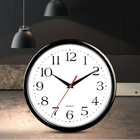 FanShow Black Wall Clock Silent Non Ticking 10 Inch Quality Quartz ...