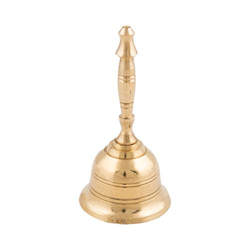 Shubhkart Solid Brass Hand Held Gol Ghanti Bell for Puja, Medium ...