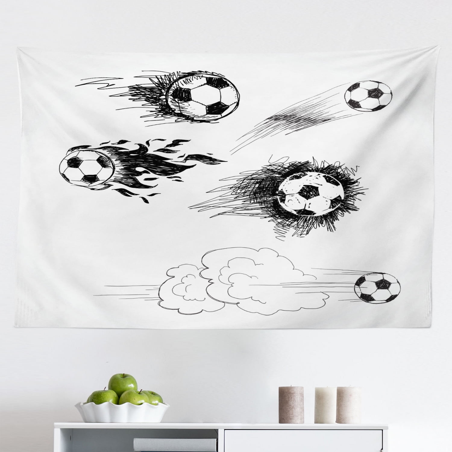 Soccer Tapestry, Pattern of Stadium at Night View Football Arena ...