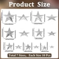 72pcs 6 styles Iron Display Decorations Metal Star Ornament Platinum 25 ...