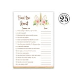 UNICORN Baby Shower — FIND THE GUEST Girl Baby Shower Game — Pack of 25 ...