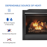 Duluth Forge Dual Fuel Ventless Fireplace Insert - 32,000 BTU, Natural ...
