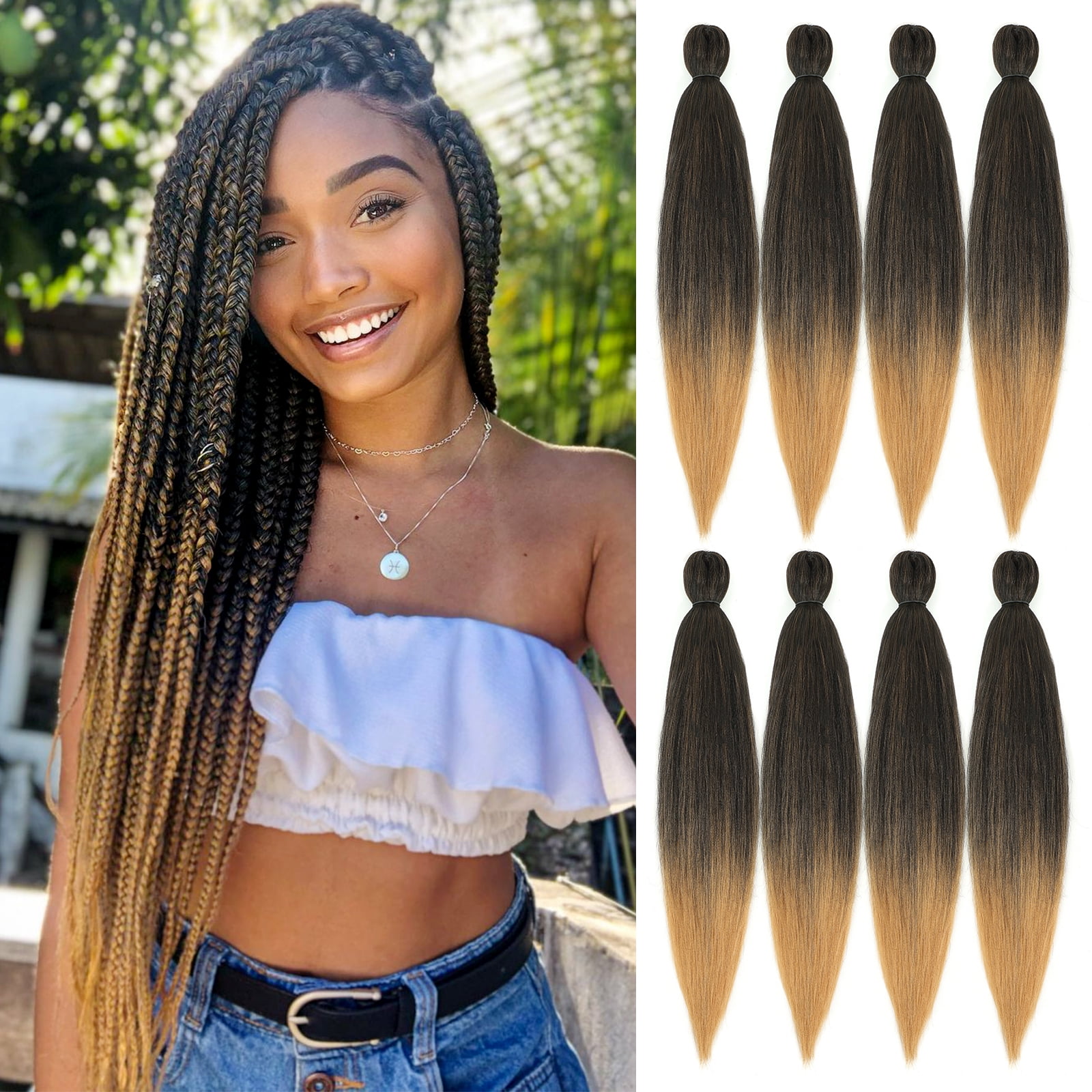 Braiding Hair Pre Stretched Synthetic Ombre Braiding Hair for Making ...