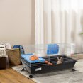 Black 35" Rolling Steel Small Animal Cage with Feeder, Water Bottle and ...