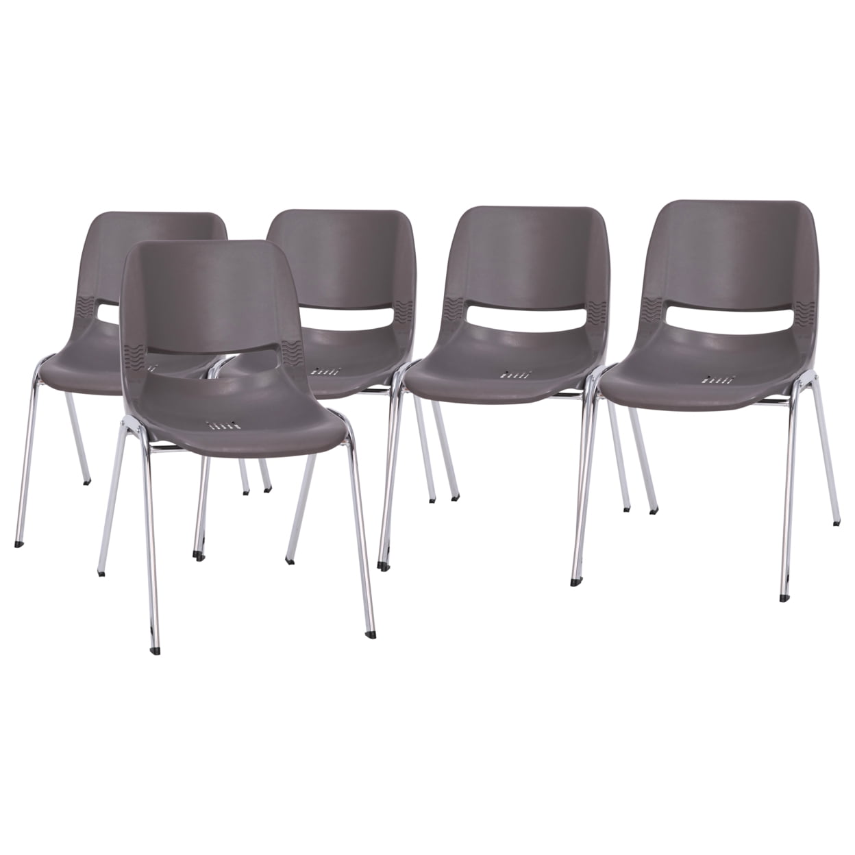 5 Piece Plastic Chairs, Stackable, Curved Design Seat and Back ...