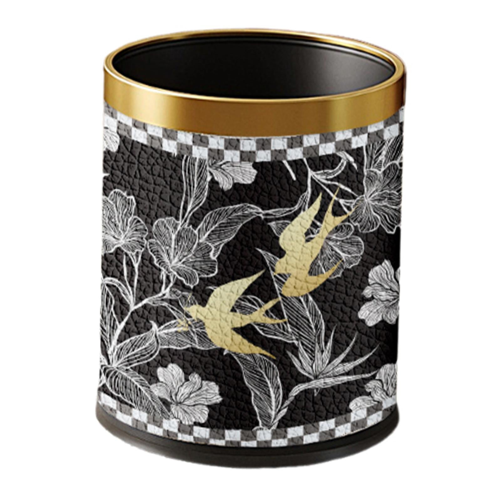Luzkey Trash Can Round Paper Basket Decorative Garbage Bin for Laundry ...