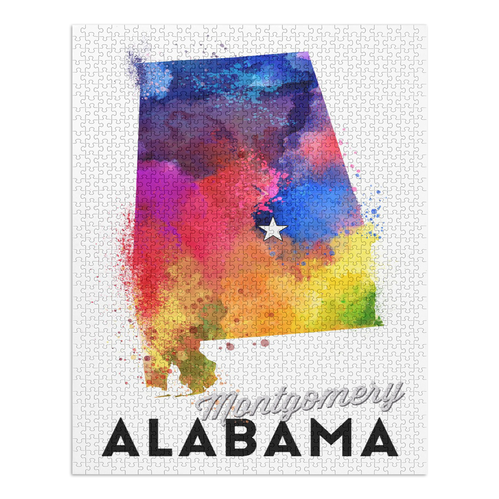 Montgomery, Alabama, State Abstract Watercolor (1000 Piece Puzzle, Size ...